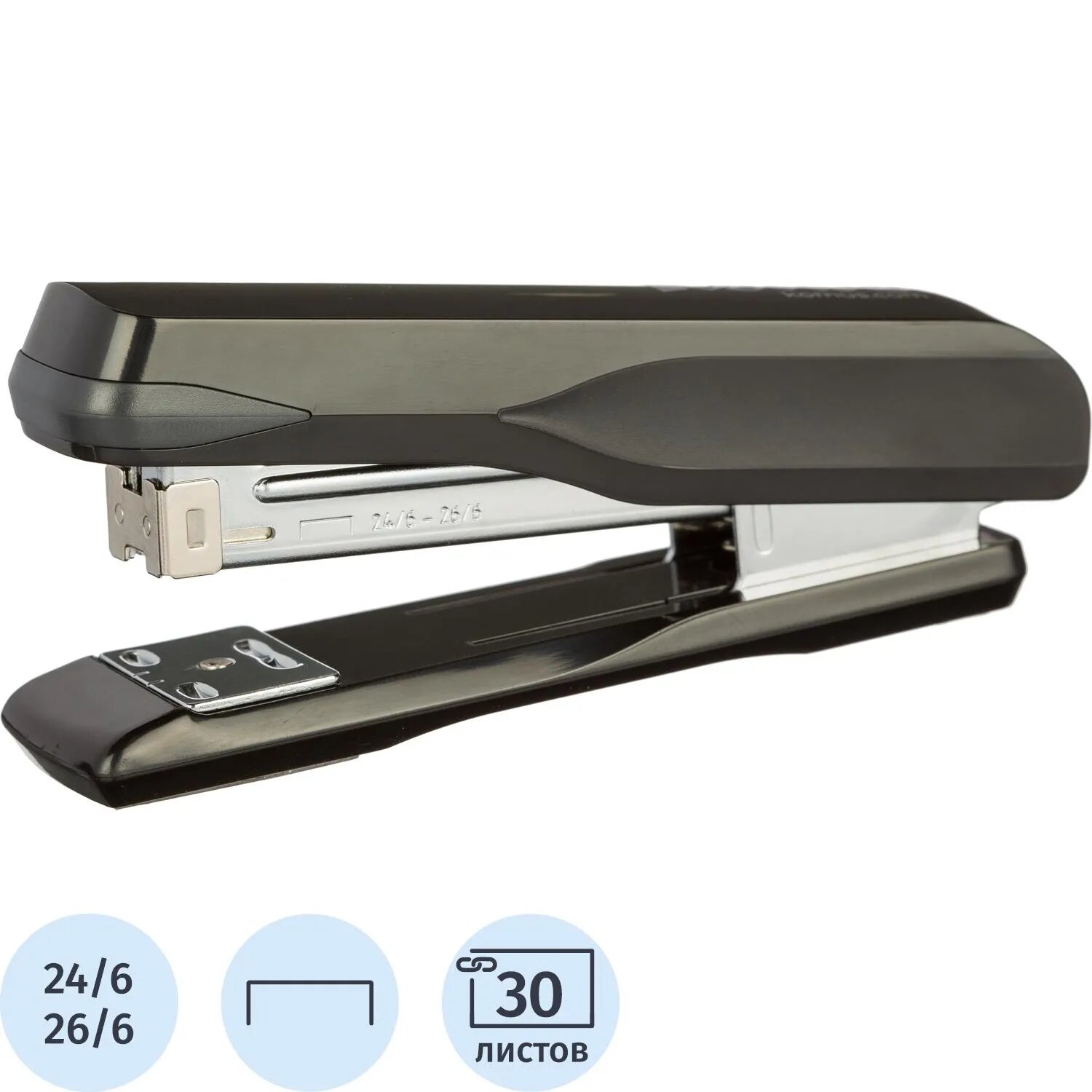 Степлер Комус MSBK24301 (№24/6-26/6) до 30 лист, металл, чёрный