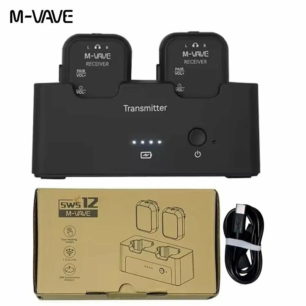 M-WAVE WP-12 Беспроводная Система Мониторинга Для Наушников Система 24 ГГц С 1 Передатчиком И 2 Приемниками