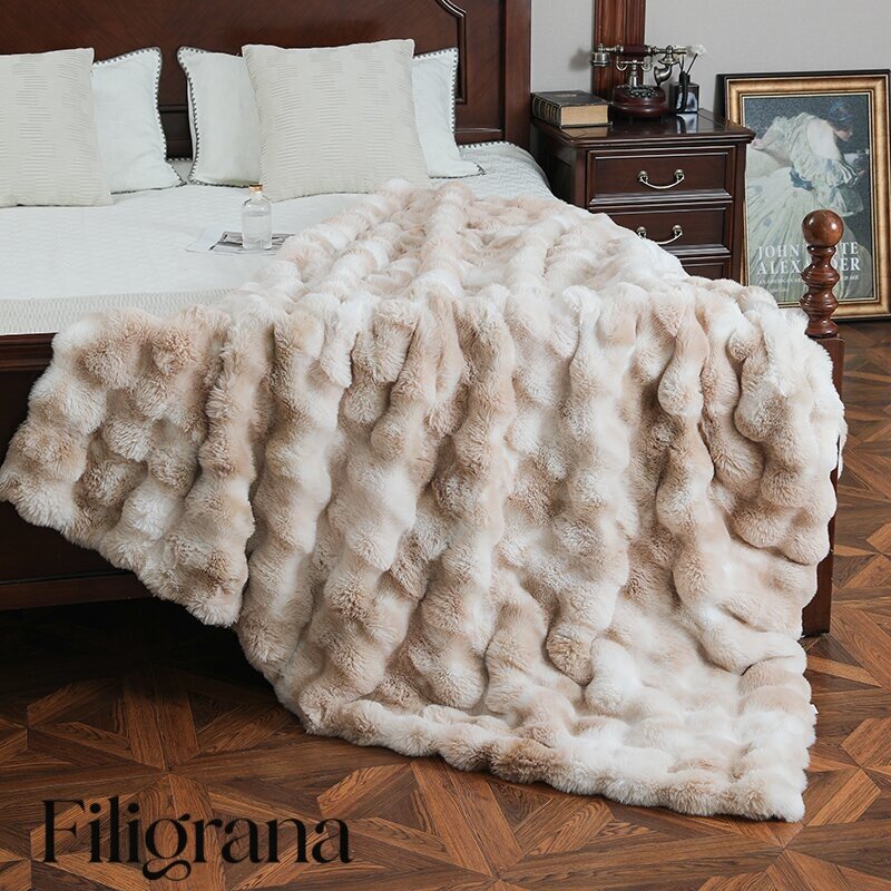 Плед/шаль из кроличьего меха Filigrana, плед для офисного дивана, утолщенный для зимы.160cm*200cm