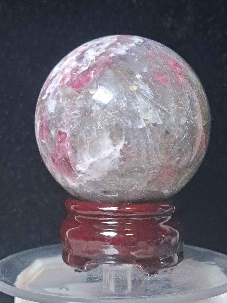 Шар розовый турмалин, натуральный камень, амулет, талисман, оберег, декор для дома, 337 гр