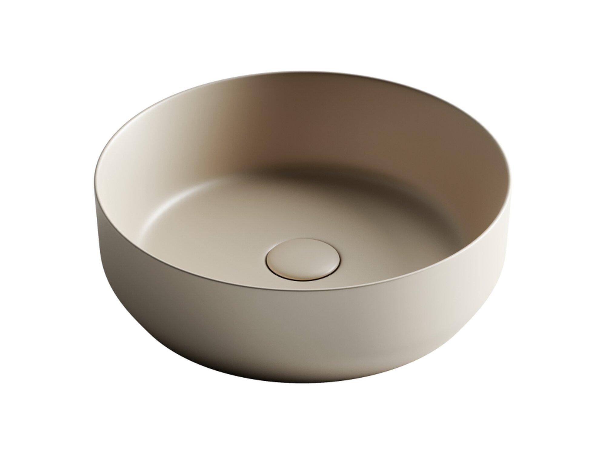 Умывальник чаша Ceramicanova Element, накладная, круглая, цвет Капучино Матовый, 390x390x120мм