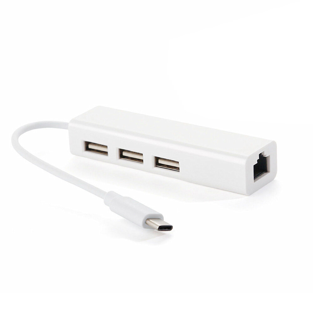 Адаптер сетевой USB 2.0 Type-C с 3 портами HUB и Fast Ethernet RJ45 100 Мбит/с, конвертер расширения для Macbook