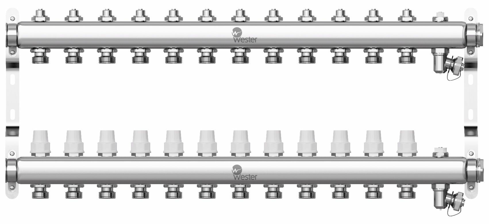 Коллектор 1" из нерж. стали на 12 выходов 3/4"ЕК без расходомеров, группа в сборе, Wester MUVS12134 0-32-1620