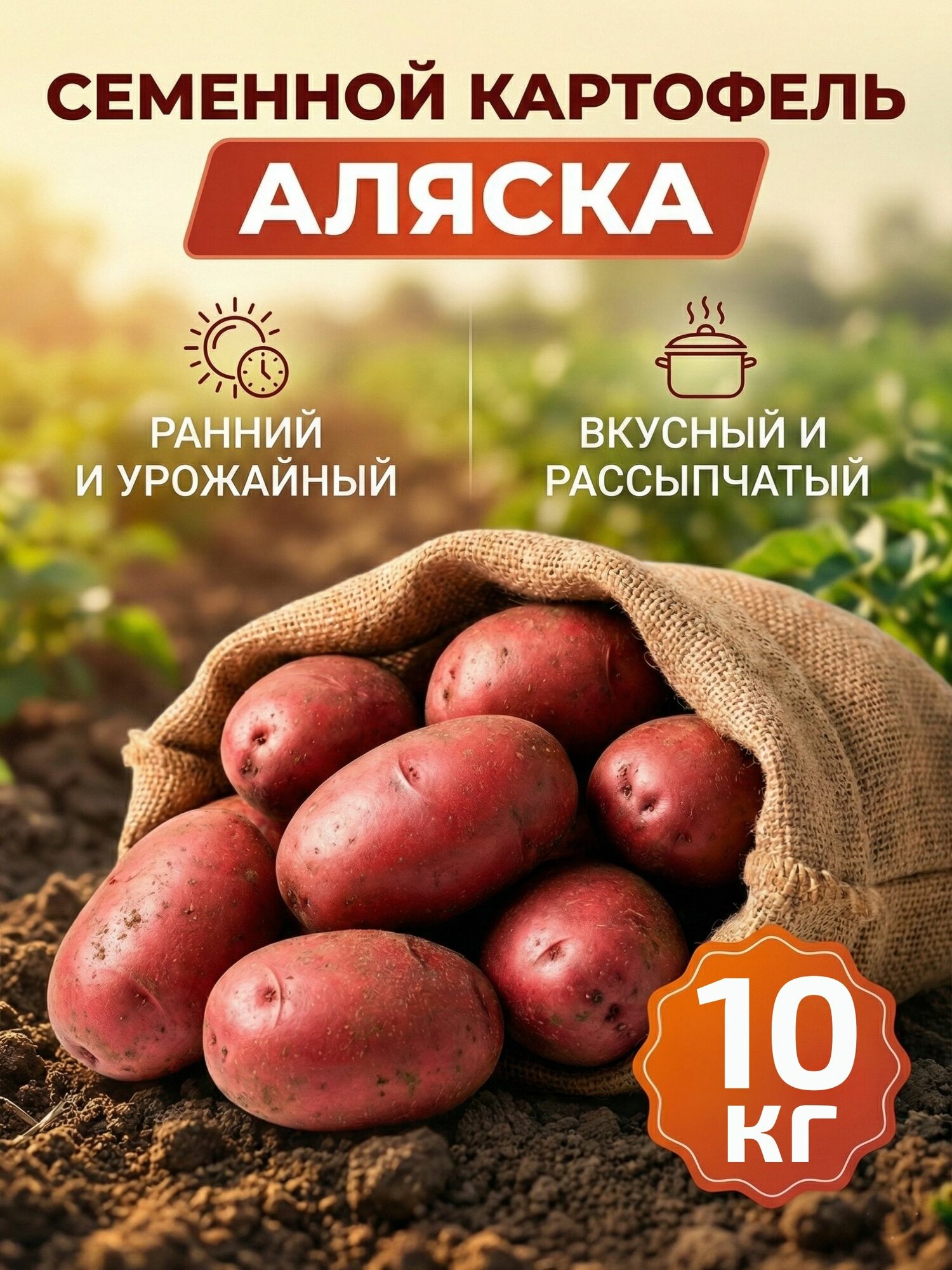 Картофель семенной Аляска 10 кг клубни на посадку ранний скороспелый сорт для жарки, супов, салатов