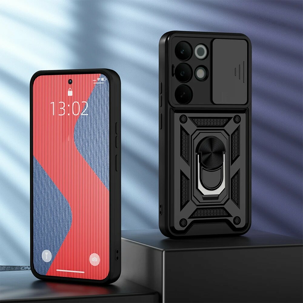 Противоударный чехол KEYSION для Realme C85 5G с защитой камеры, кольцом-подставкой и задней крышкой для OPPO Realme C85 Pro