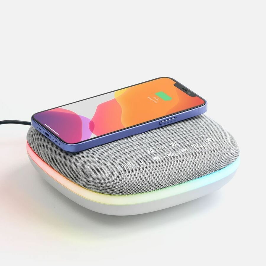 Bluetooth-колонка с беспроводной зарядкой и подсветкой Terrafonic серая