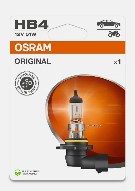 Лампа 12V HB4 51W P22d OSRAM ORIGINAL LINE 1 шт. блистер 9006-1BL