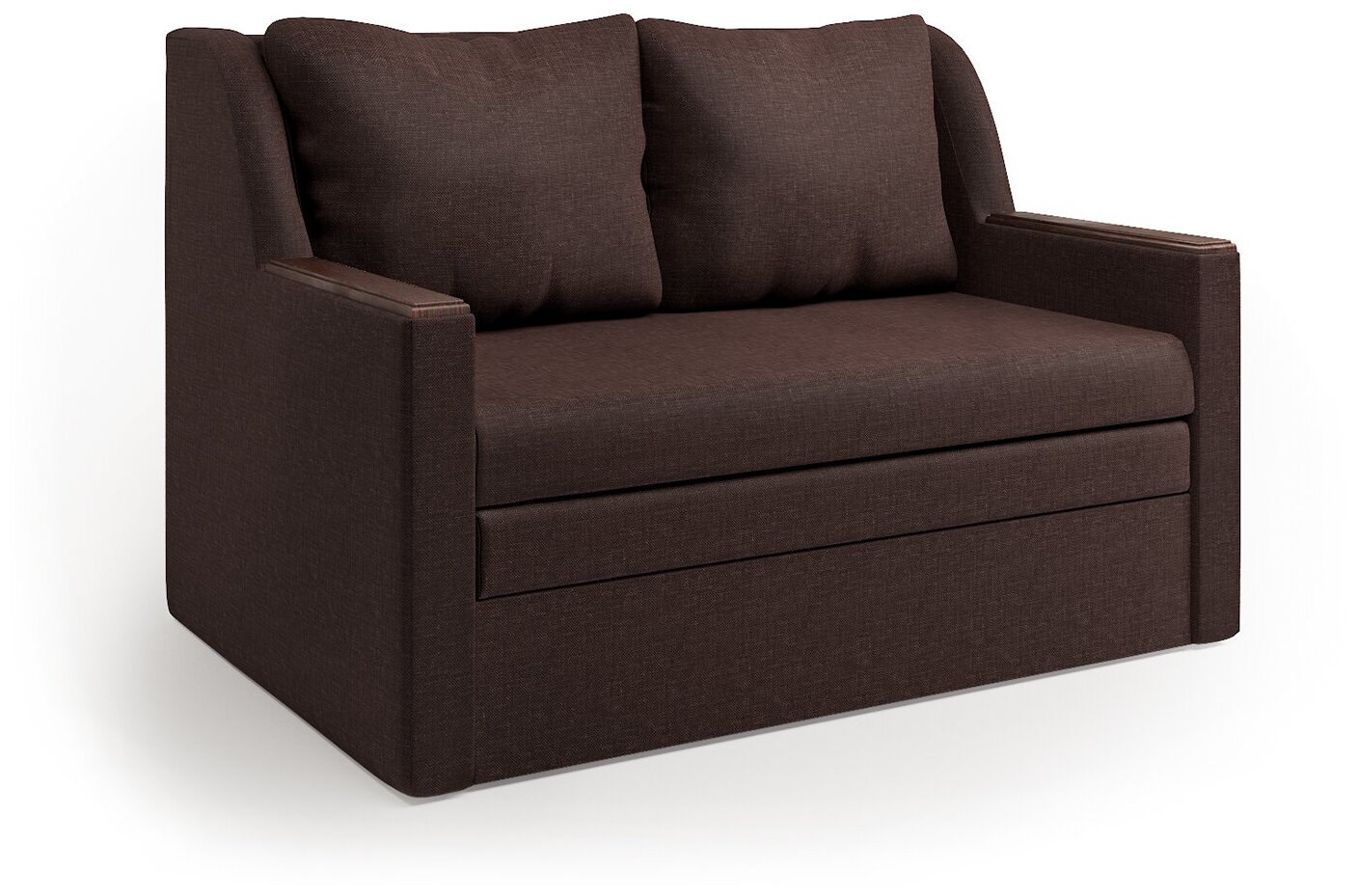 Диван-кровать Дуэт, прямой, раскладной, с ящиком для белья, шоколад