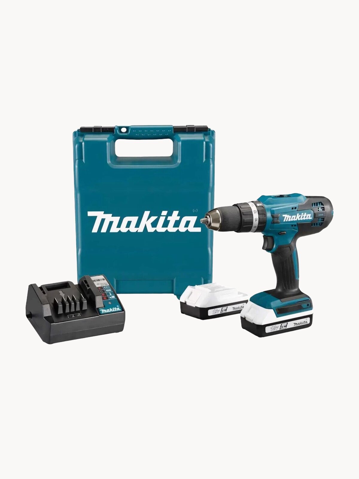 Дрель-шуруповерт Makita G-серия HP488D002, 18 В, 42 Нм, для сверления и закручивания в бетоне, дереве, металле и кирпиче