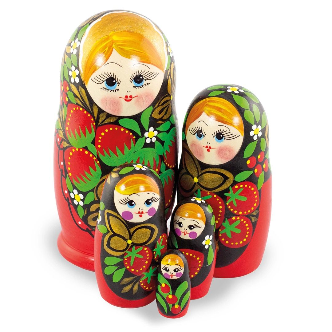 Ажна Матрешка деревянная авторская средняя Как Хохлома 5 мест 15 см сувенир