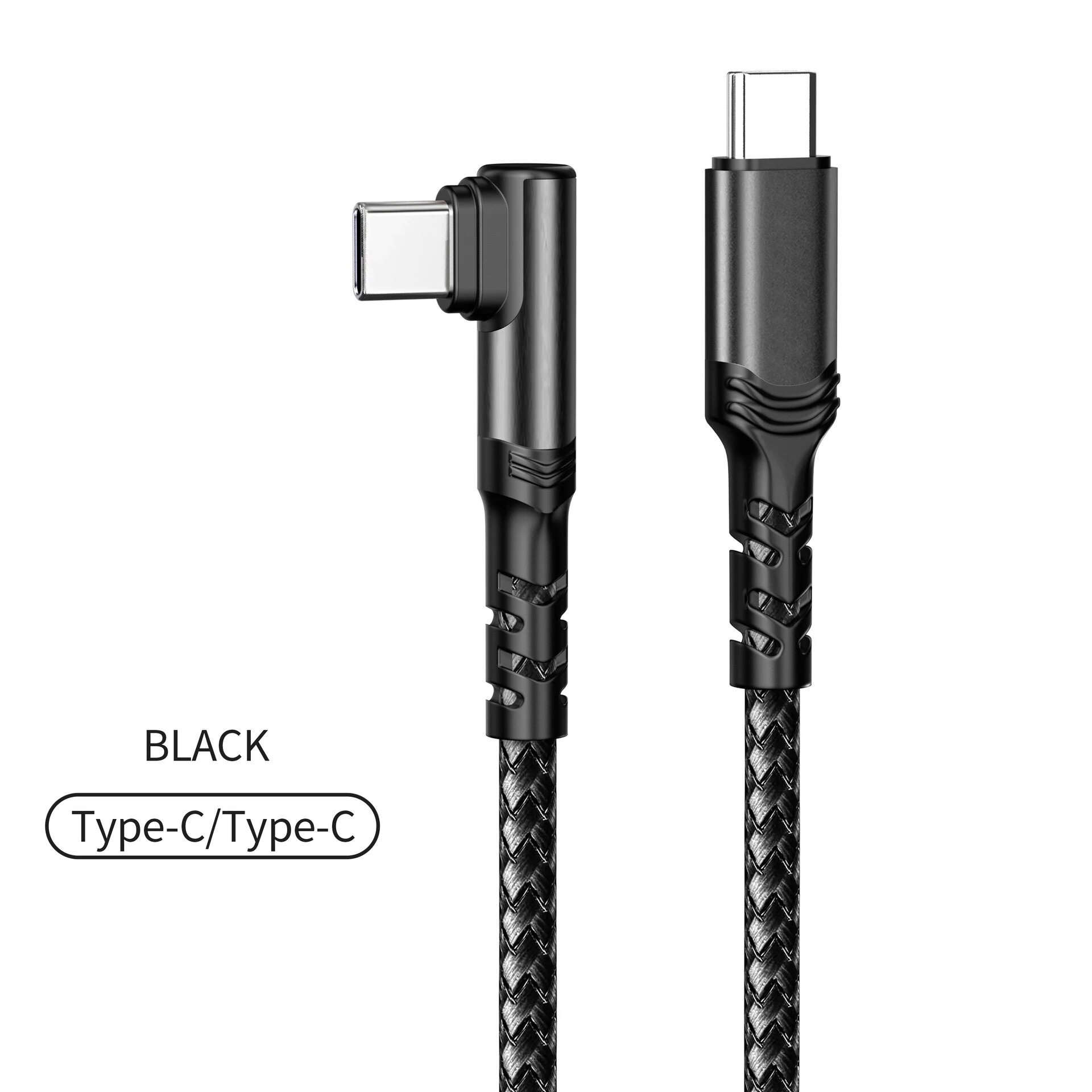 Кабель Type-C/Type-C черный 0.3м, 90°