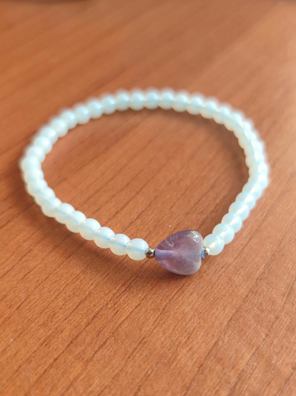 Браслет, лунный камень, аметист