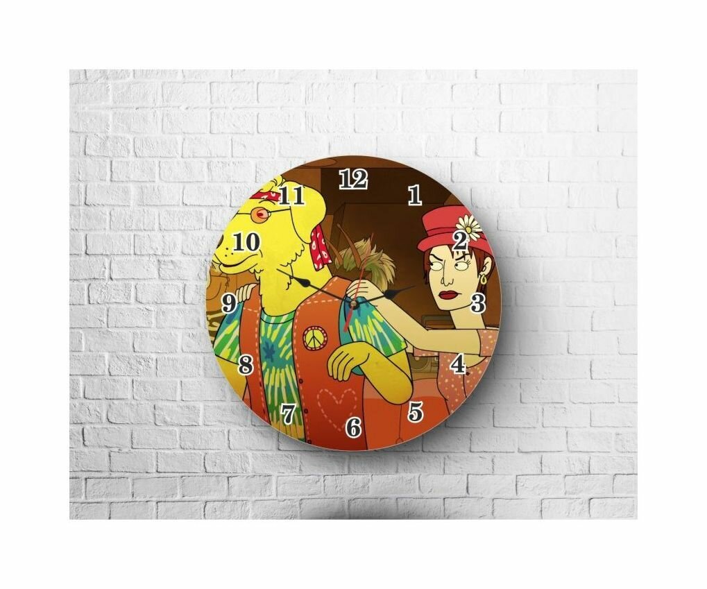 Часы настенные GOODbrelok круглой формы, диаметр 20 см, с принтом "Конь Боджек" - 10