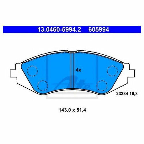 Комплект передних тормозных колодок Ate 13046059942