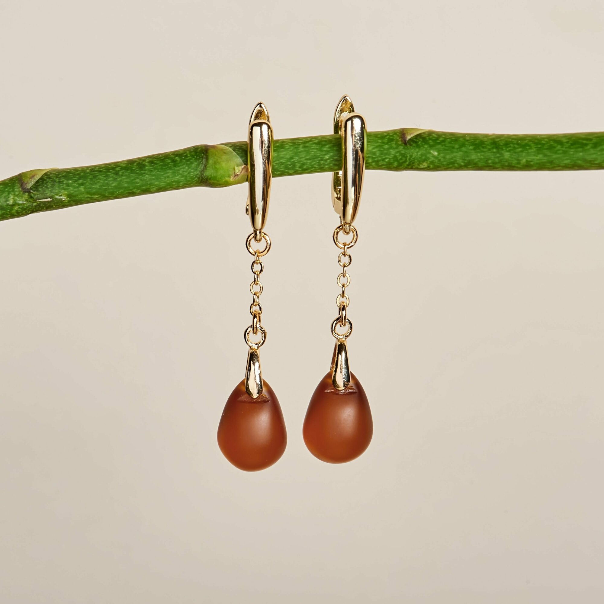 Серьги цепочки, стекло