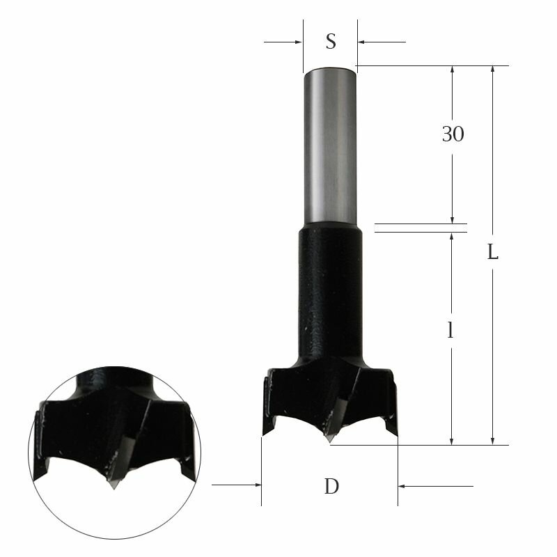 Сверло присадочное чашечное правое WOODWORK D35 L57 S10