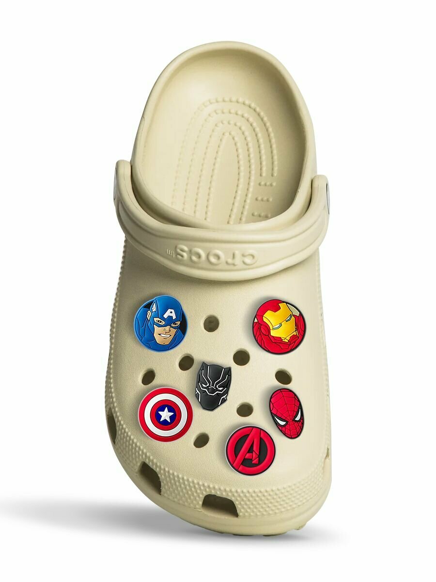 Набор украшений Yamcase Jibbitz, для Crocs, 6 шт, красный, чёрный, синий