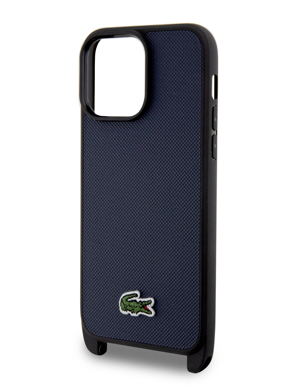 Lacoste для iPhone 14 Pro Max чехол PC/TPU&PVC Iconic Petit Pique logo Hard Navy + Strap