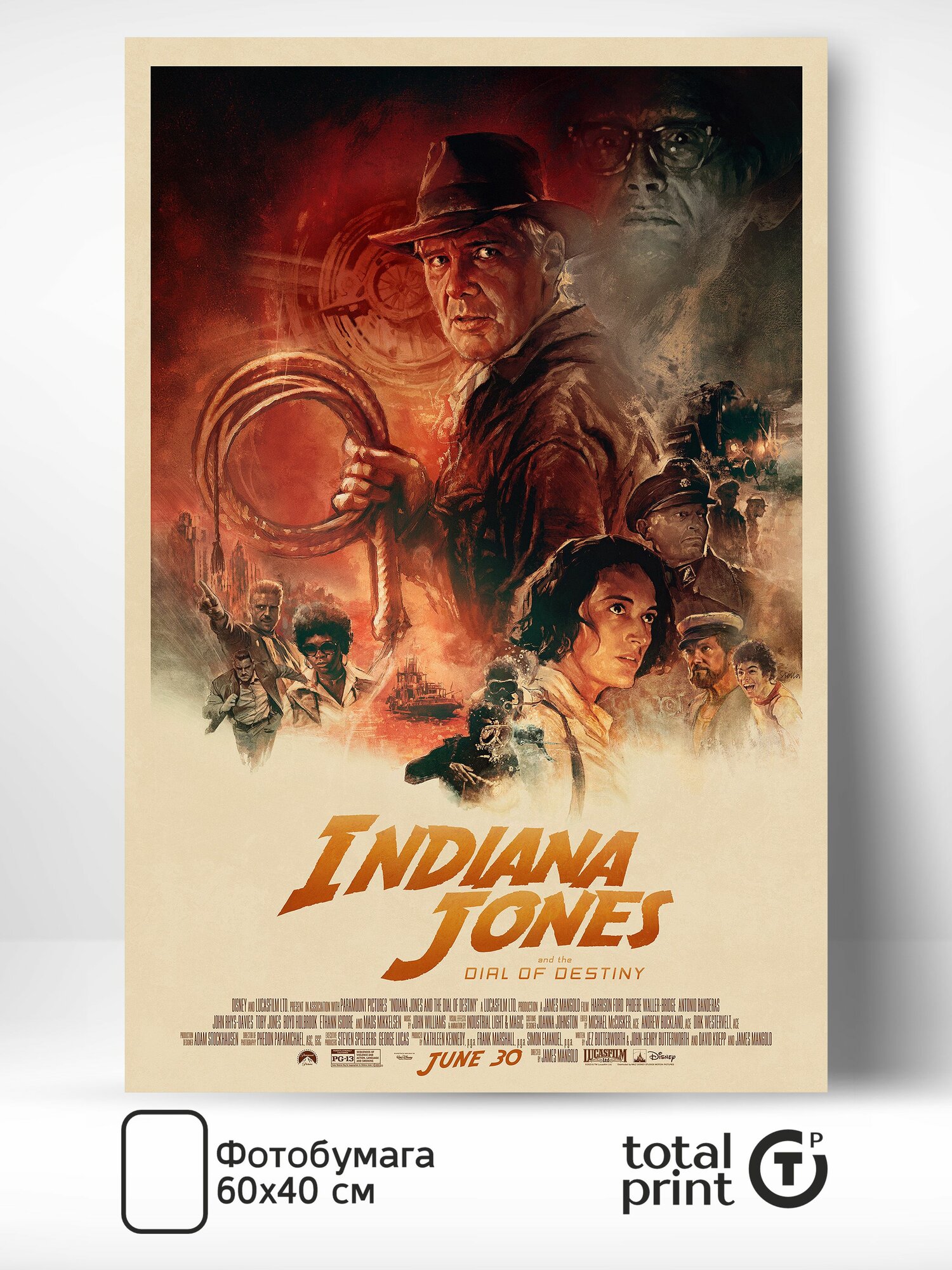 TotalPrint Постер для интерьера по фильму, 60х40см, Индиана Джонс и Колесо судьбы