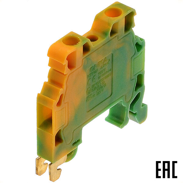 Клемма MTK 2,5 винтовая 1010219/ 1291 жёлто-зелёная 2,5мм2 750В ширина 5,9мм ONKA (4 шт. в комплекте)