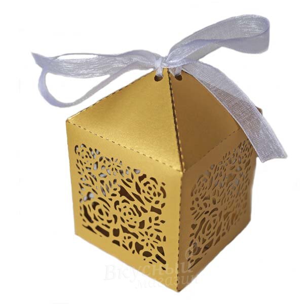 Бонбоньерка золотой жемчуг Цветочное окошко №002 (Набор из 7 шт.)