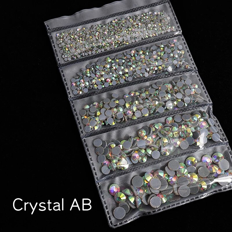 Горячие стразы TENGJIAN, 2000 шт, разноцветные, стеклянные Черный, AB Gold light