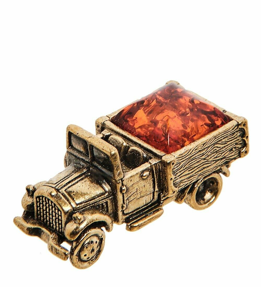 Фигурка Машина Грузовая (латунь, янтарь) A2163638 Народные промыслы, бронзовый