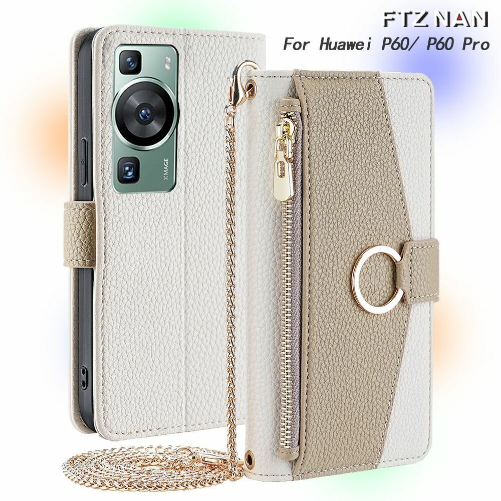 Чехол-книжка на Хуавей П60, П60 Про/ чехол кожи подходит для Huawei P60, P60 Pro, с магнитом, Новый, флипом, противоударный, Белый