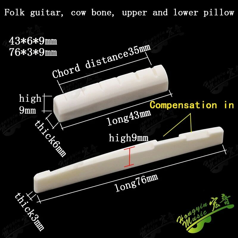 Седла для гитары из кости Silin de Puente de guitarra Белый, 43 76mm high9mm