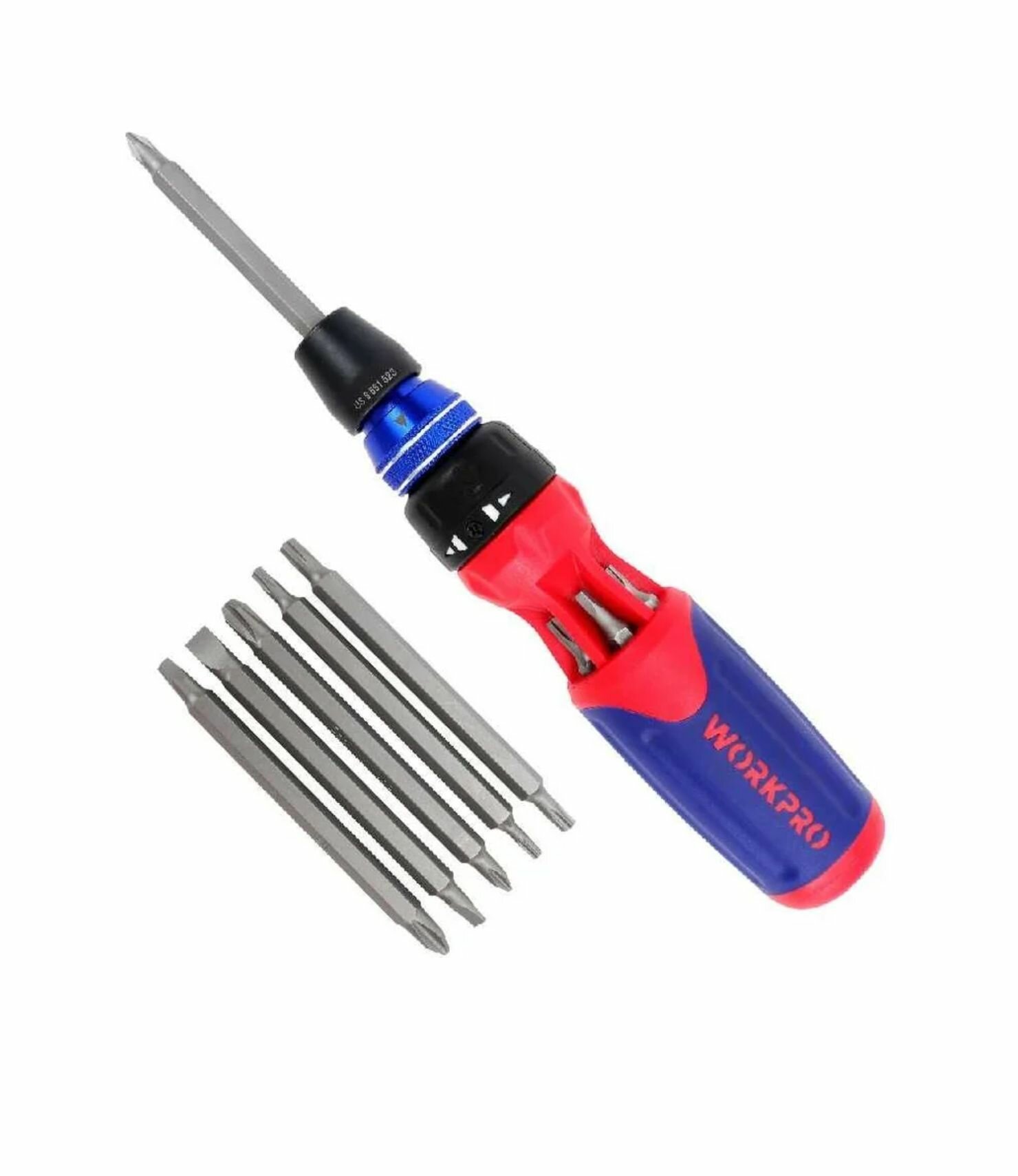 Отвертка с набором бит "WORKPRO" двухсторонние биты 6шт. WP221063