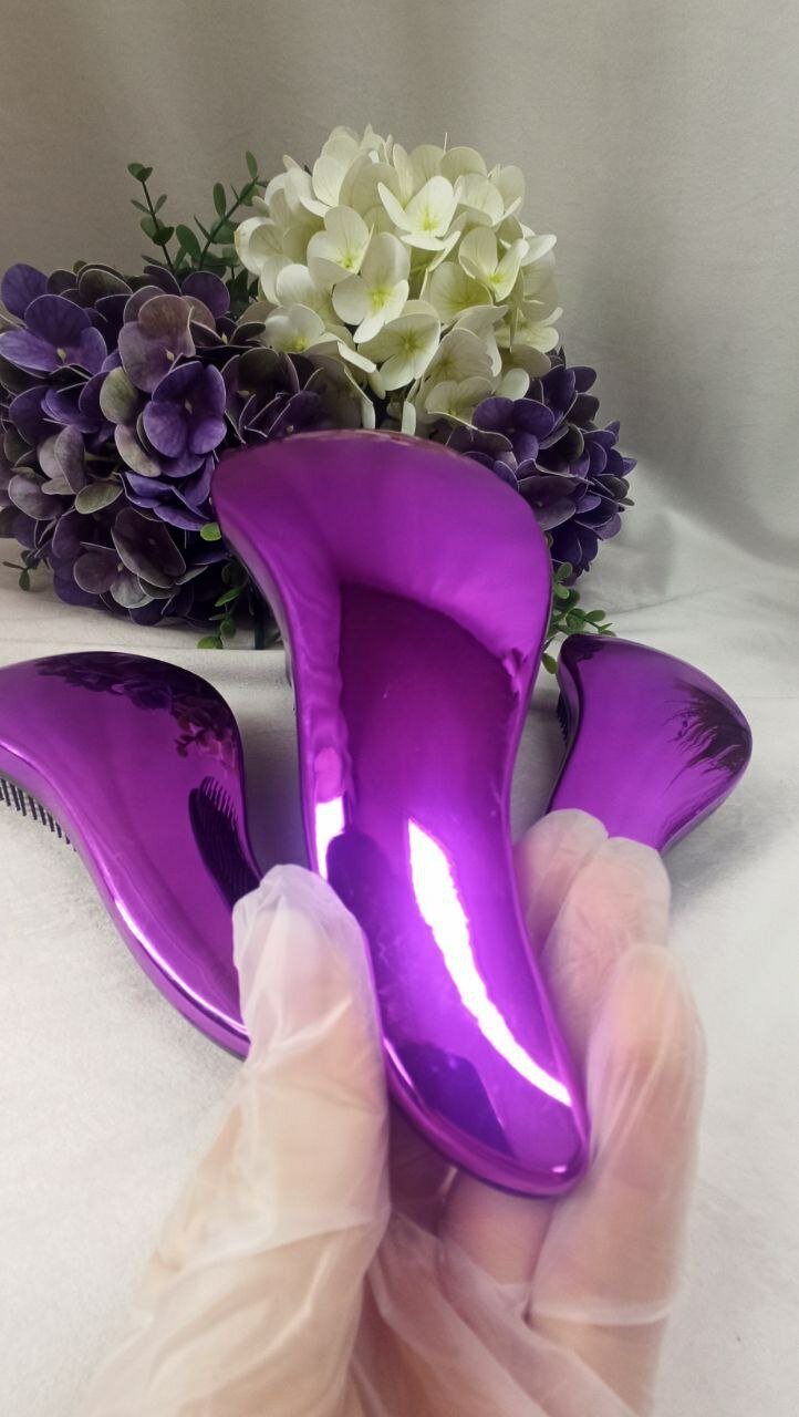 Расческа Detangler Brush для сухих и влажных волос профессиональная распутывающая цвет фиолет гальванический