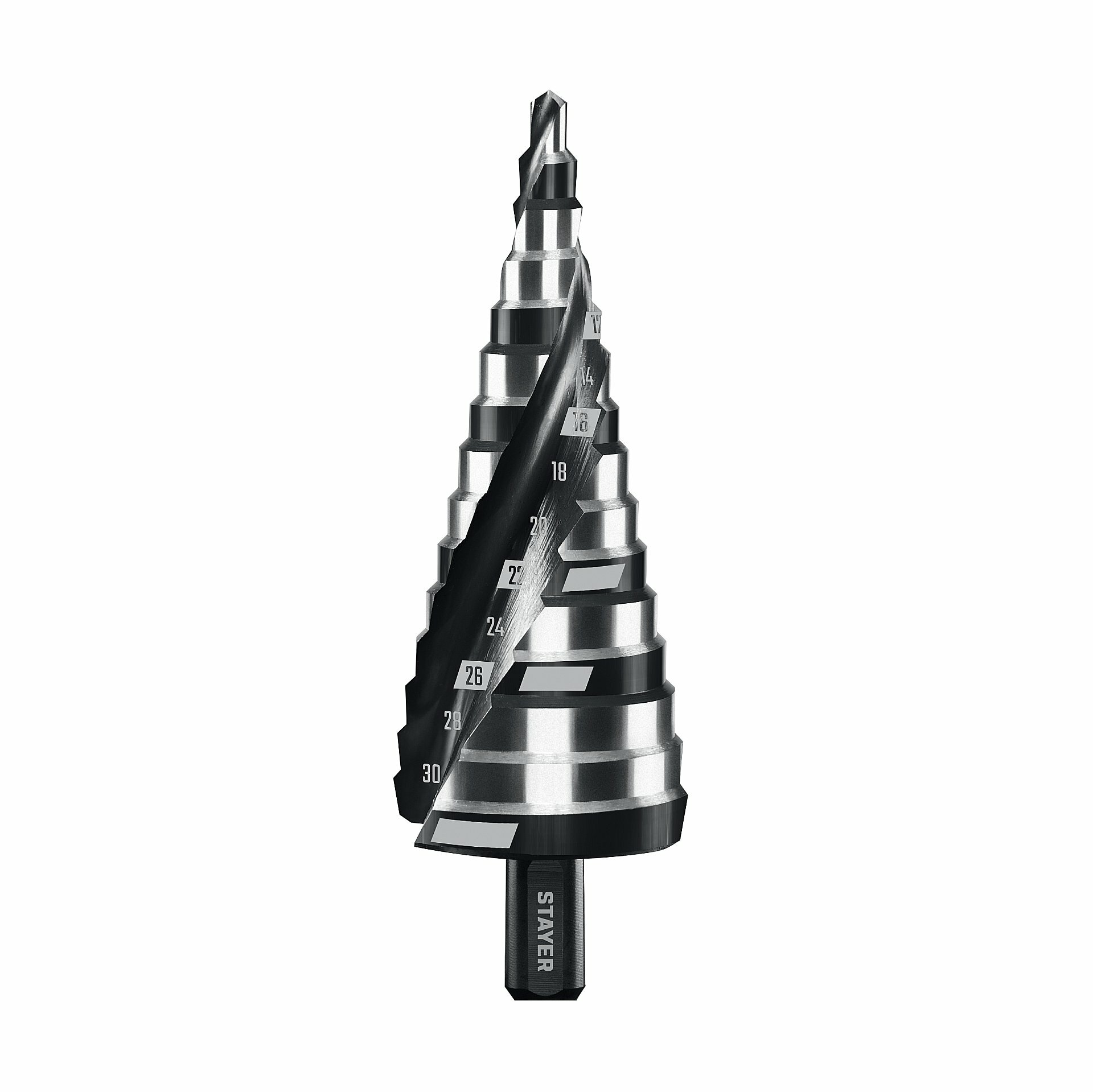 STAYER Pro-Max 4-32мм, 15 ступеней, винтовая спираль, сверло ступенчатое (29661-4-32-15)