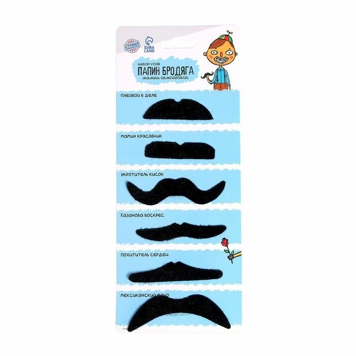 Набор усов Страна Карнавалия "Папин бродяга", искусственный волос, 5 шт
