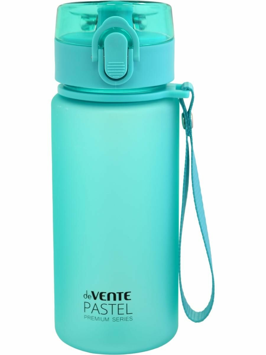 Бутылка для воды deVENTE пластиковая, 400 мл"Pastel" бирюзовая, матовая, 17,9х6,5 см/с диффузором/текстиль петля (8090332)