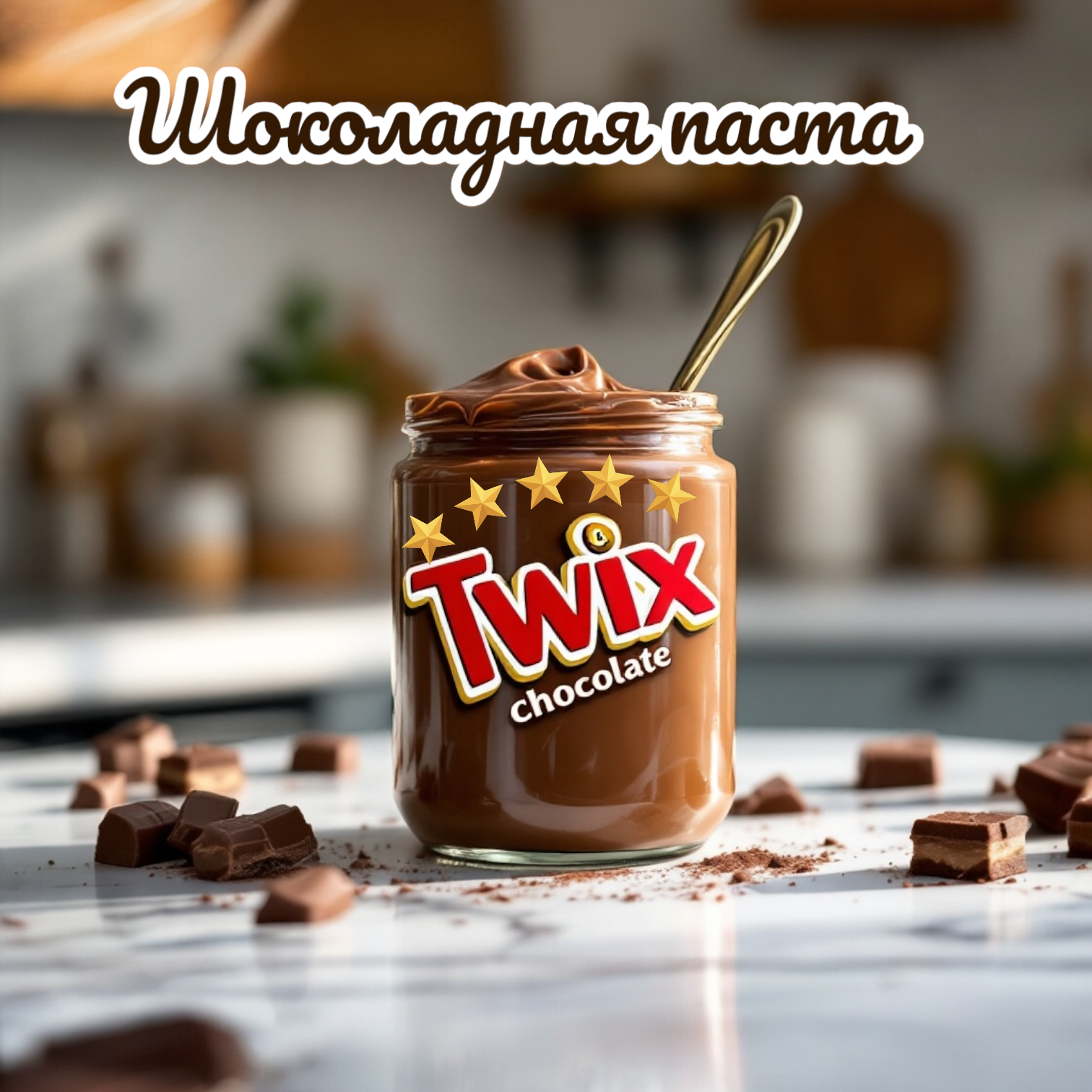 Шоколадная паста создана по мотивам шоколада "Твикс"