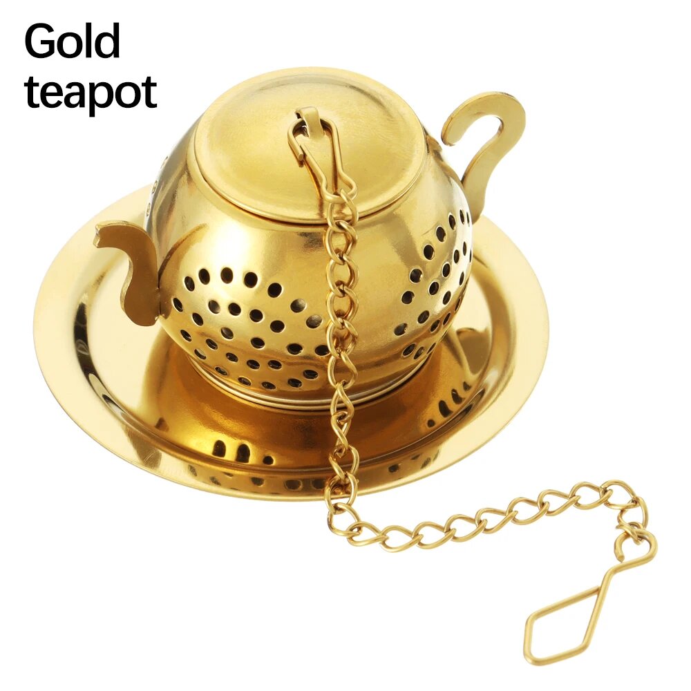 Ситечко для чая в форме сердца из нержавеющей стали, gold-teapot