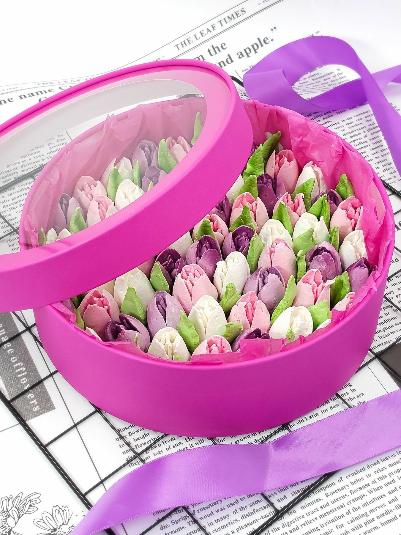 Цветы из зефира 'Нежность' подарок подруге, маме, жене на День рождения, Сладкий подарочный набор