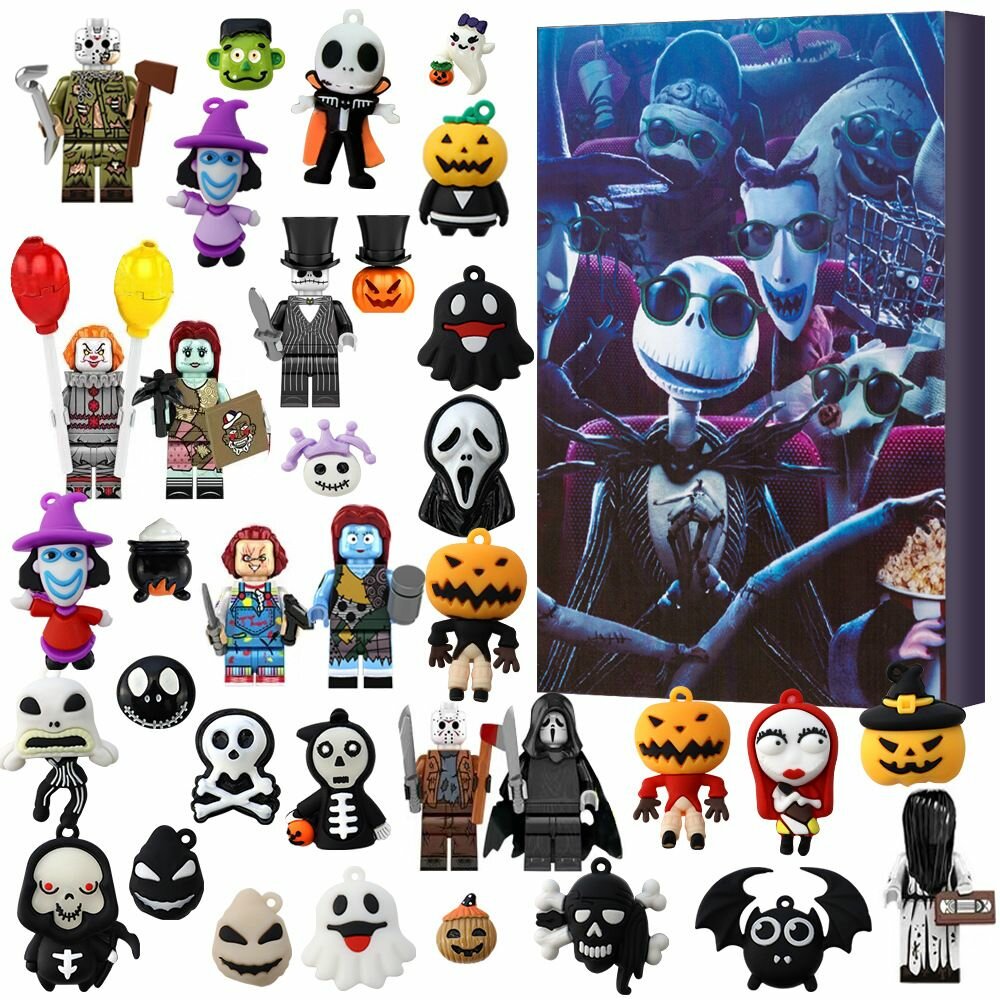 Фигурок Kонструктор антистресс Хэллоуин(Halloween) blind box/mini figures 24шт(no-repeat)-C