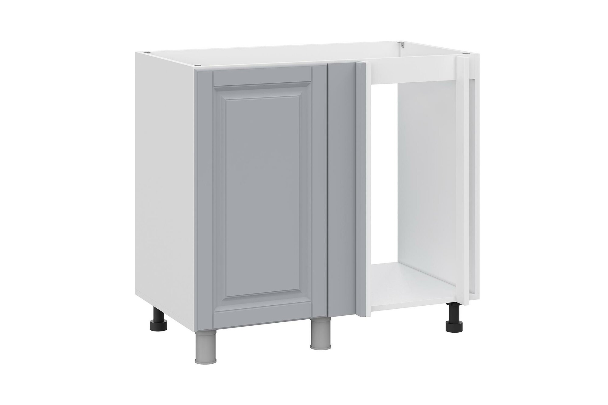 Шкаф нижний угловой под мойку Нонтон Калеста, 90х50.6х82 см, белый / серебряный песок