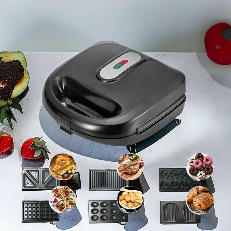 Вафельница для венских вафель1500 Вт, мультипекарь со сменными панелями 6 в 1