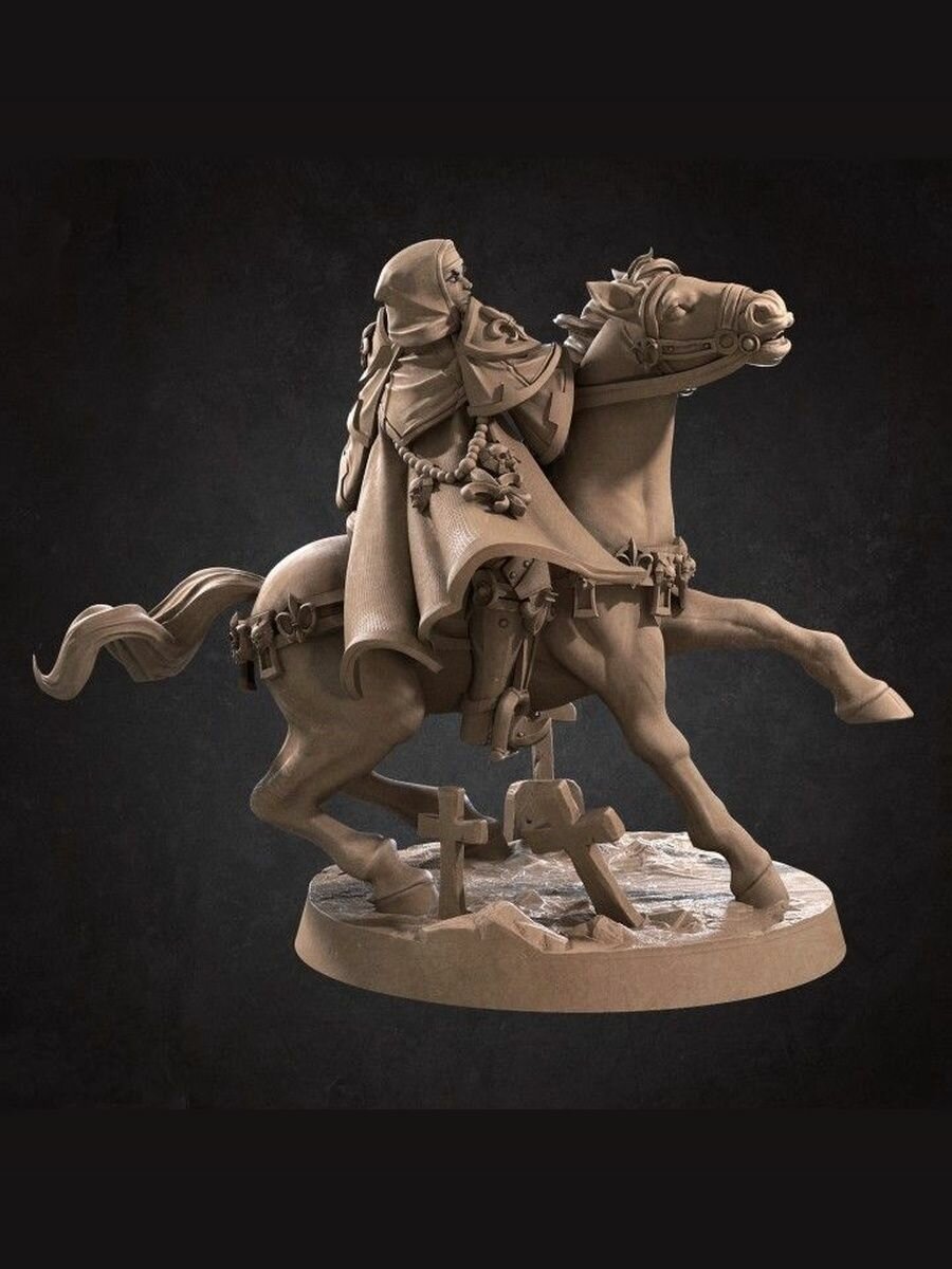 Сестра битвы (Кавалеристка) фэнтези варгейм миниатюра для раскрашивания, масштаб 32мм