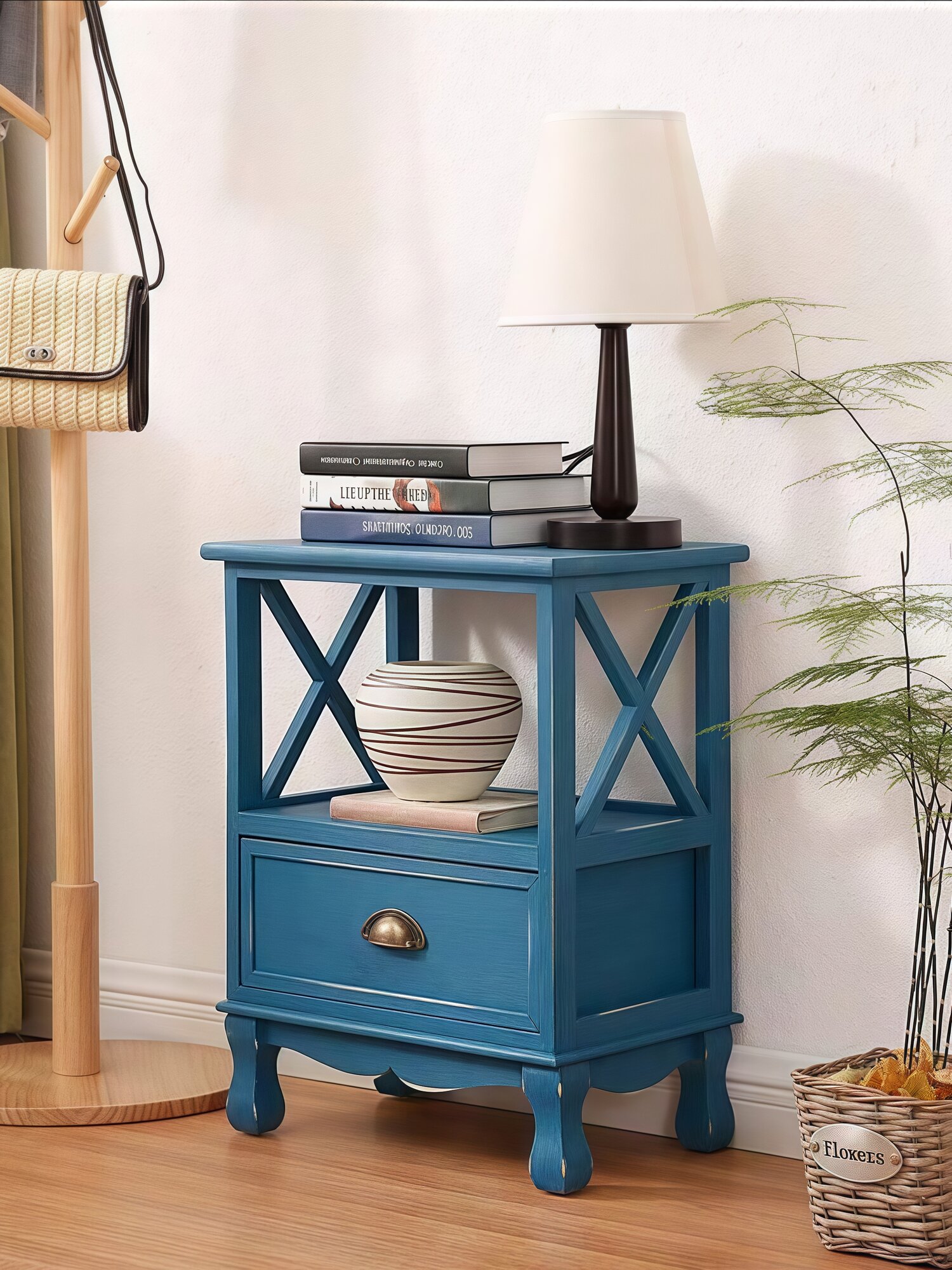 Тумба прикроватная, дерево, 45х30х59 см, арт-деко, с ящиками