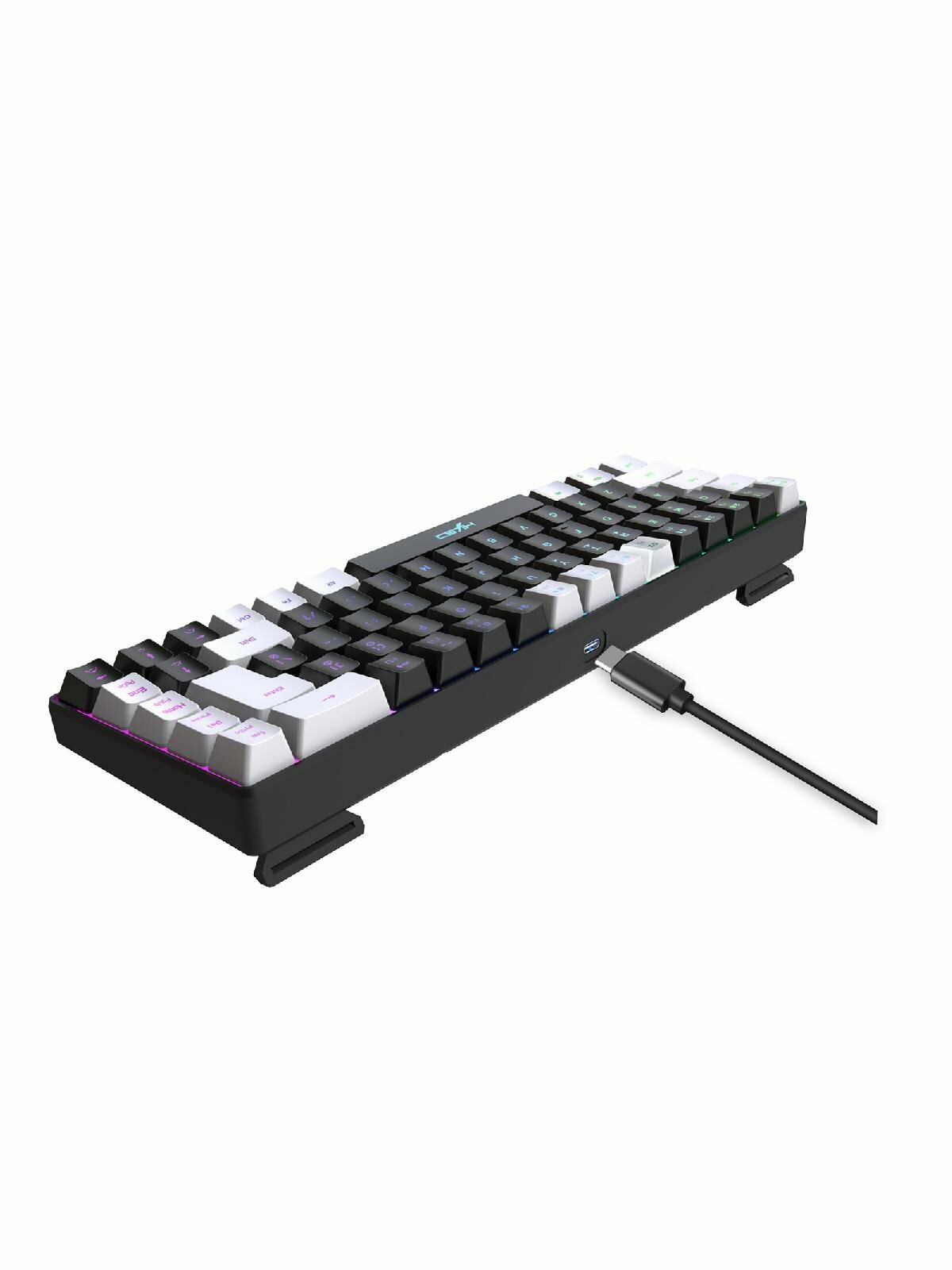 V200 Portable 68 Keys USB Gaming Keyboard Ergonomic Design with RGB Backlit Membrane Keypad Easy to Use