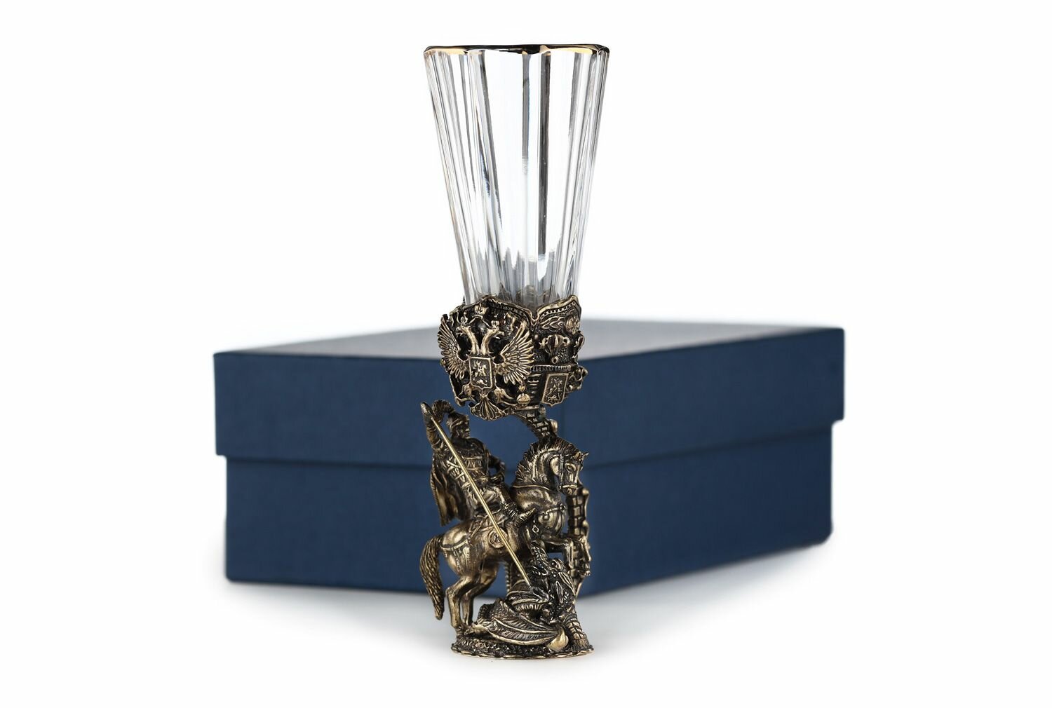 Рюмка лафитник " Георгий Победоносец" в подарочной коробке. Ручное литье Россия.