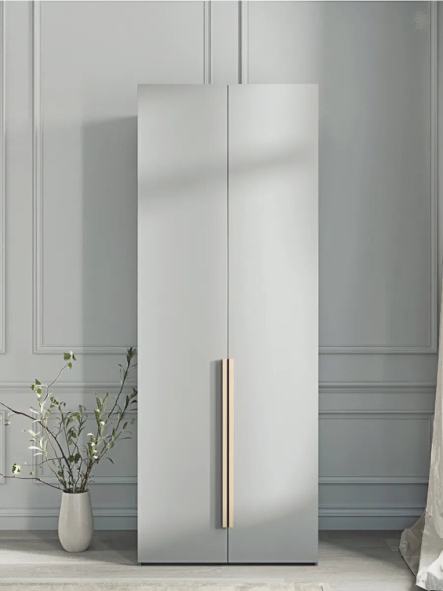 Casa Mia 100х270х60 см. Шкаф для одежды распашной 2-дверный с ящиками и полками, серый, ручка накладная 832 мм