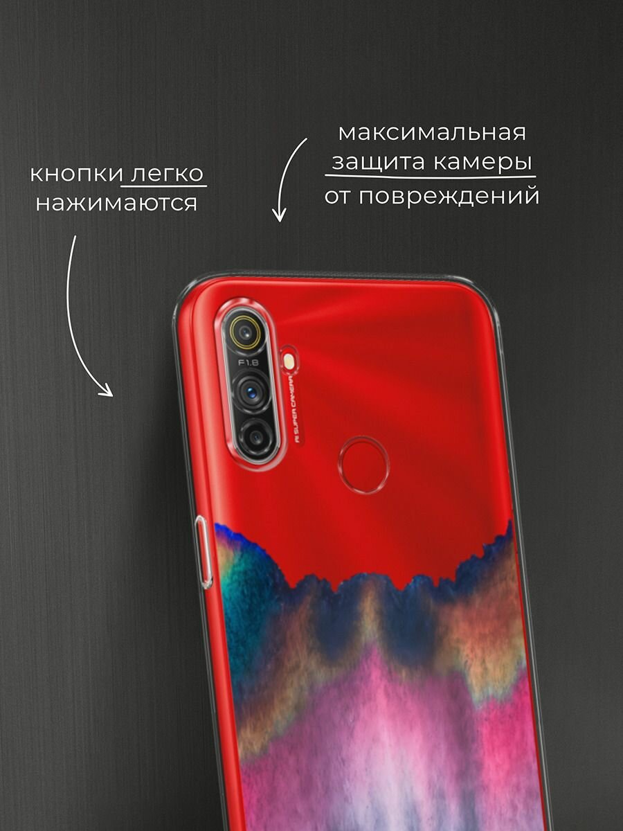 Чехол на Realme C3 / Реалми C3 с принтом Акварельная абстракция, прозрачный — фото 1