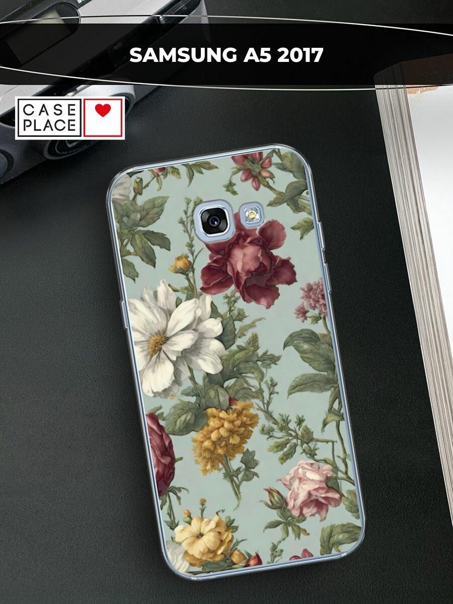 Чехол на Samsung Galaxy A5 2017 / Самсунг Галакси А5 2017 с принтом Акварельные красные цветы