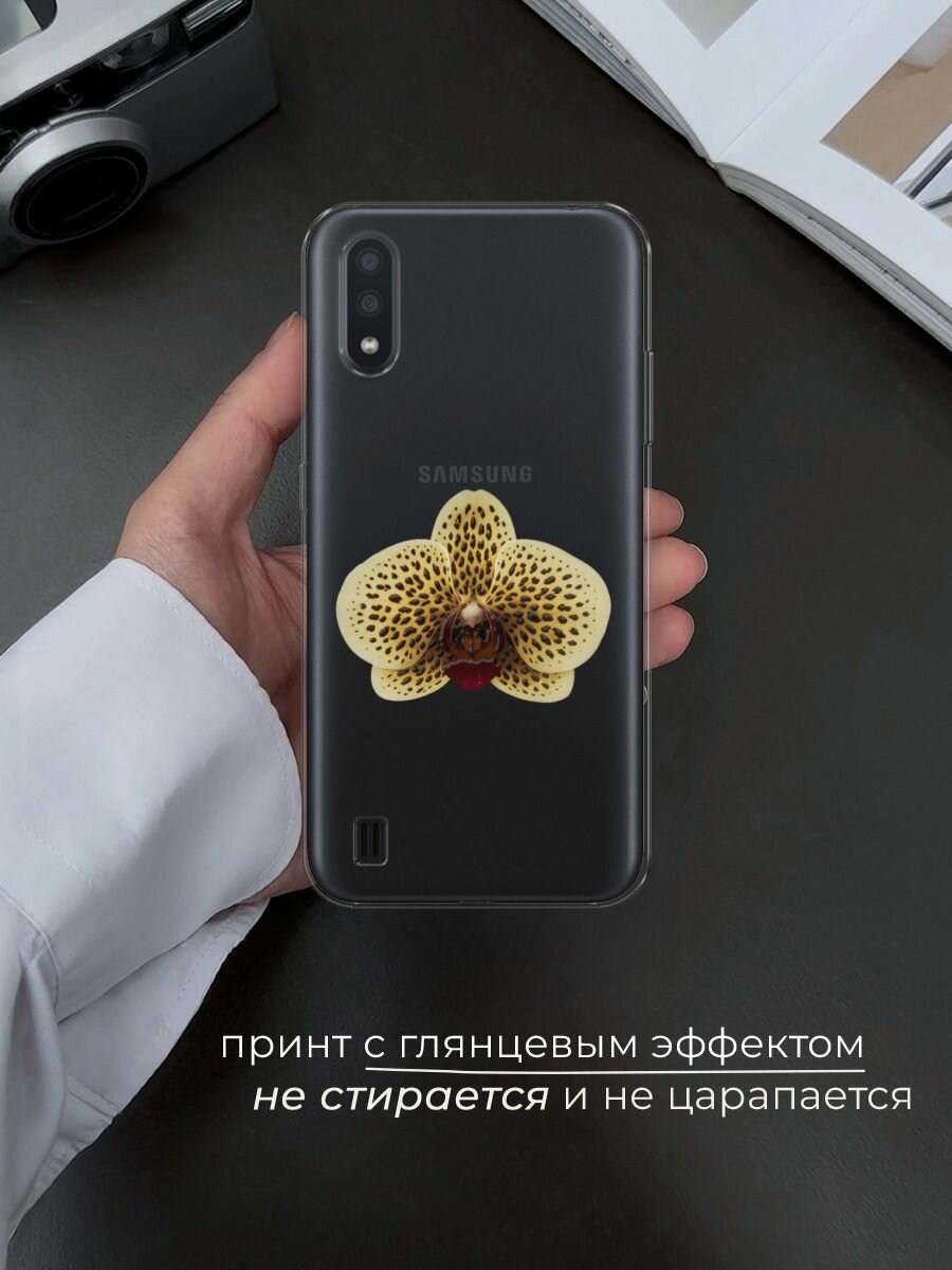 Чехол на Samsung Galaxy A01 / Самсунг Гэлакси А01 с принтом Желтая орхидея — фото 1