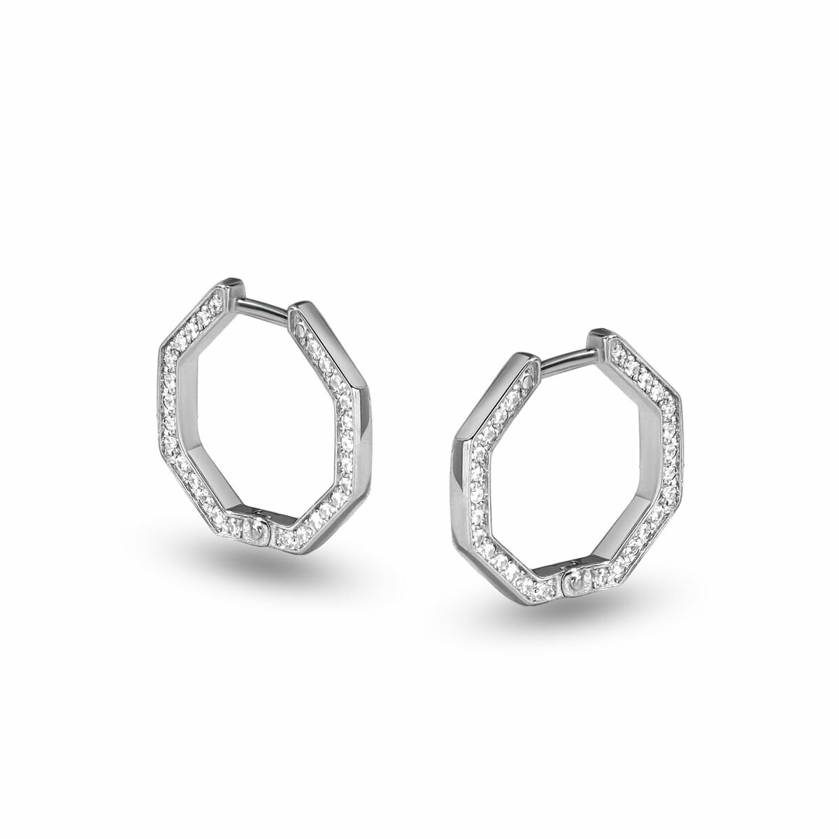 Серьги конго FLEUR DE NEIGE JEWELRY, серебро, 925 проба, фианит, , серебристый — фото 1