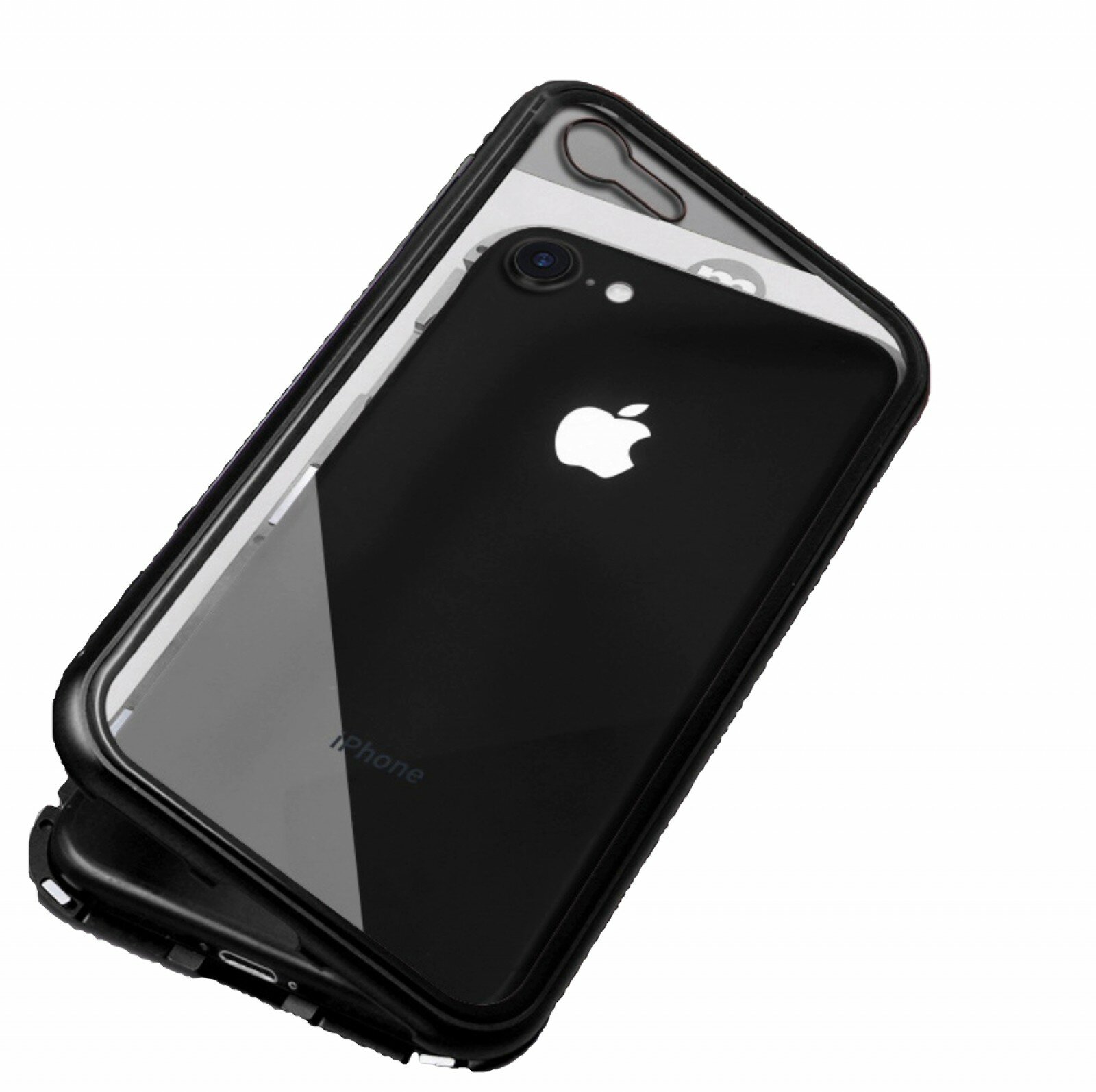 Чехол-бампер MyPads для iPhone 6/6S с двухсторонней прозрачной крышкой из закаленного стекла и металла